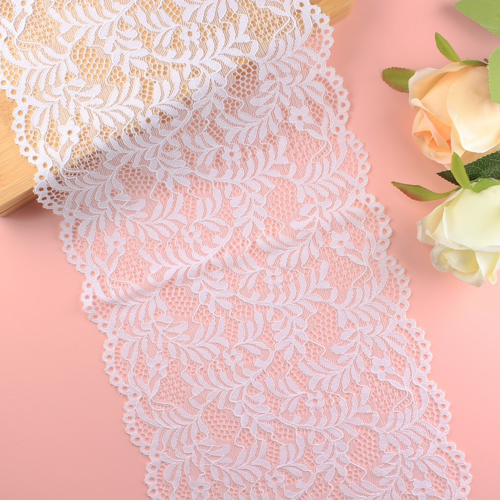 Width 19cm New Stretch High Quality Wide Leaf Lace Trim for Female ...
